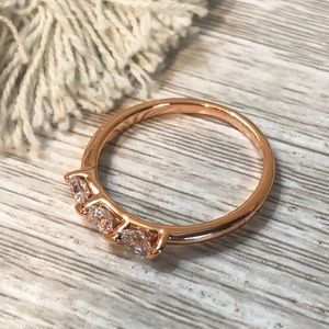 unknown | Jewelry | Nwt Rose Gold Cz Triple Rhinestone Ring | Poshmark